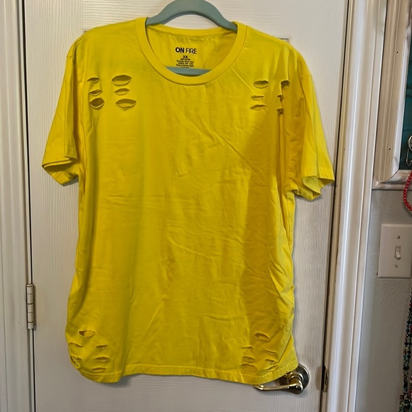 On Fire | Tops | Bright Yellow Cheerful Tshirt With Laser Cuts And ...